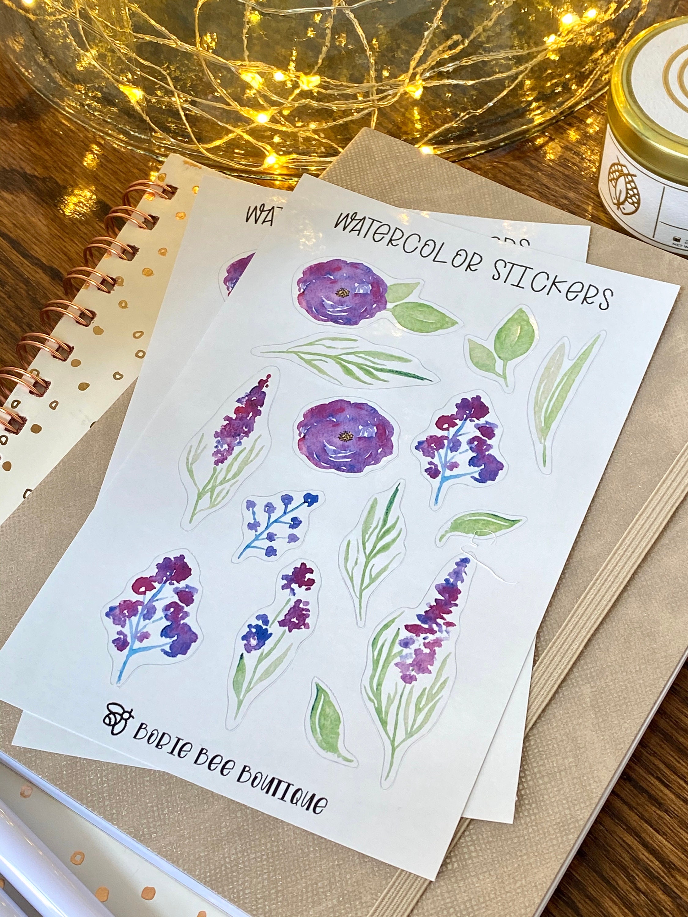 Watercolor Flower Sticker 2 Pack Inspirational Plants | Etsy