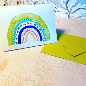 Assorted Hand-painted Watercolor Rainbow Greeting Cards, Unique Blank ...