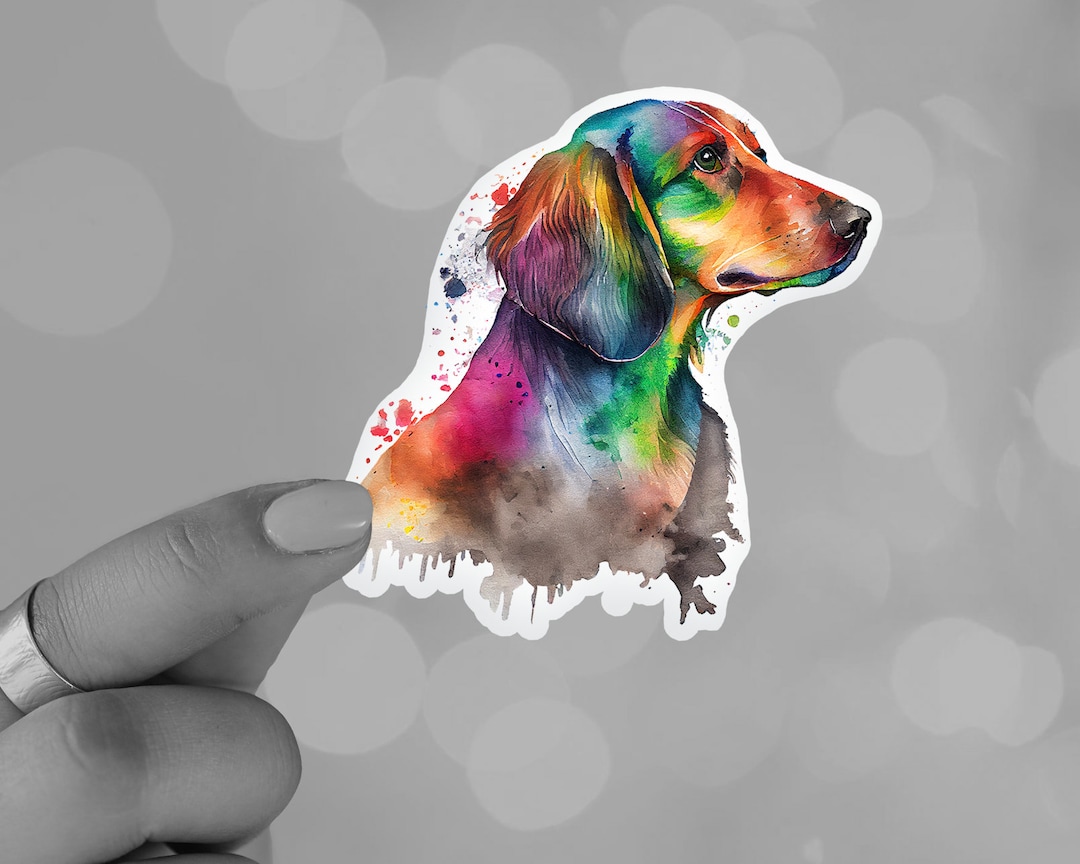Watercolor Dog Sticker, Cool Dog Stickers, Dog Lover Vinyl Sticker ...