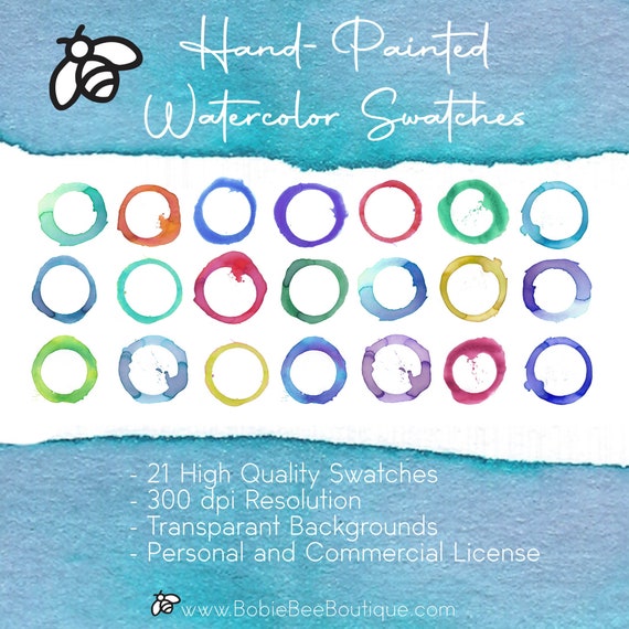Colorful Watercolor Ring Swatch Bundle for Paper Crafts and | Etsy