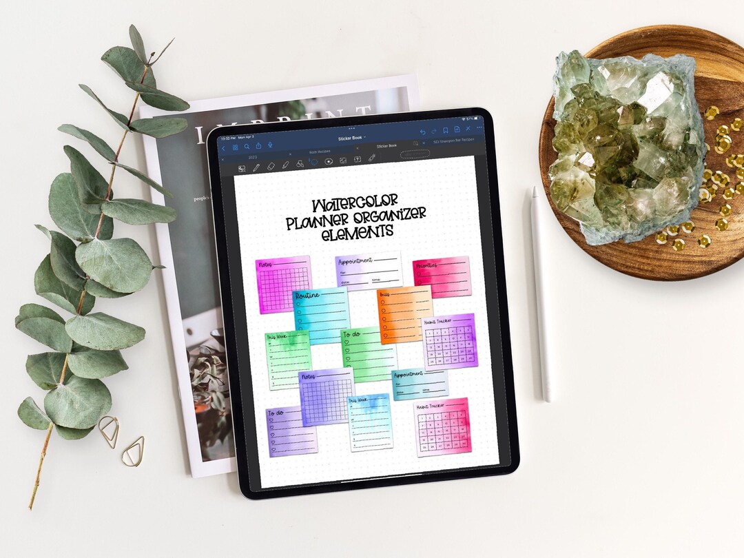 Watercolor Productivity Organizer for Goodnotes, Notability, Organizer ...