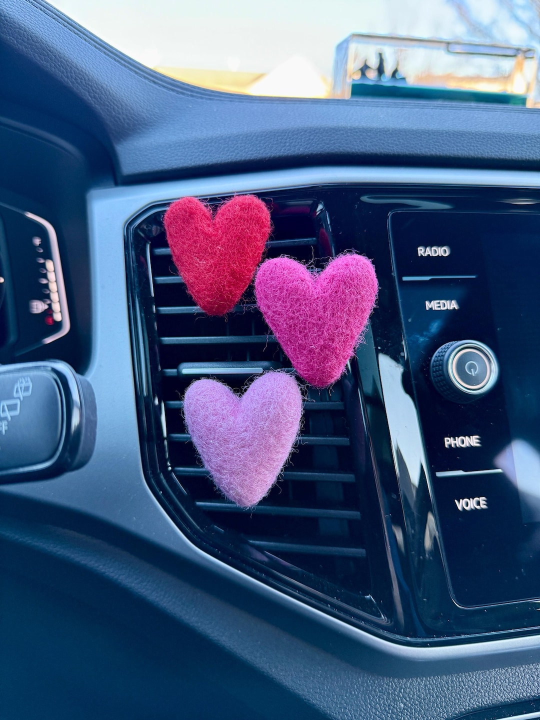 Felt Heart Car Diffuser, A/C Clip for Essential Oils, Pink and Red ...