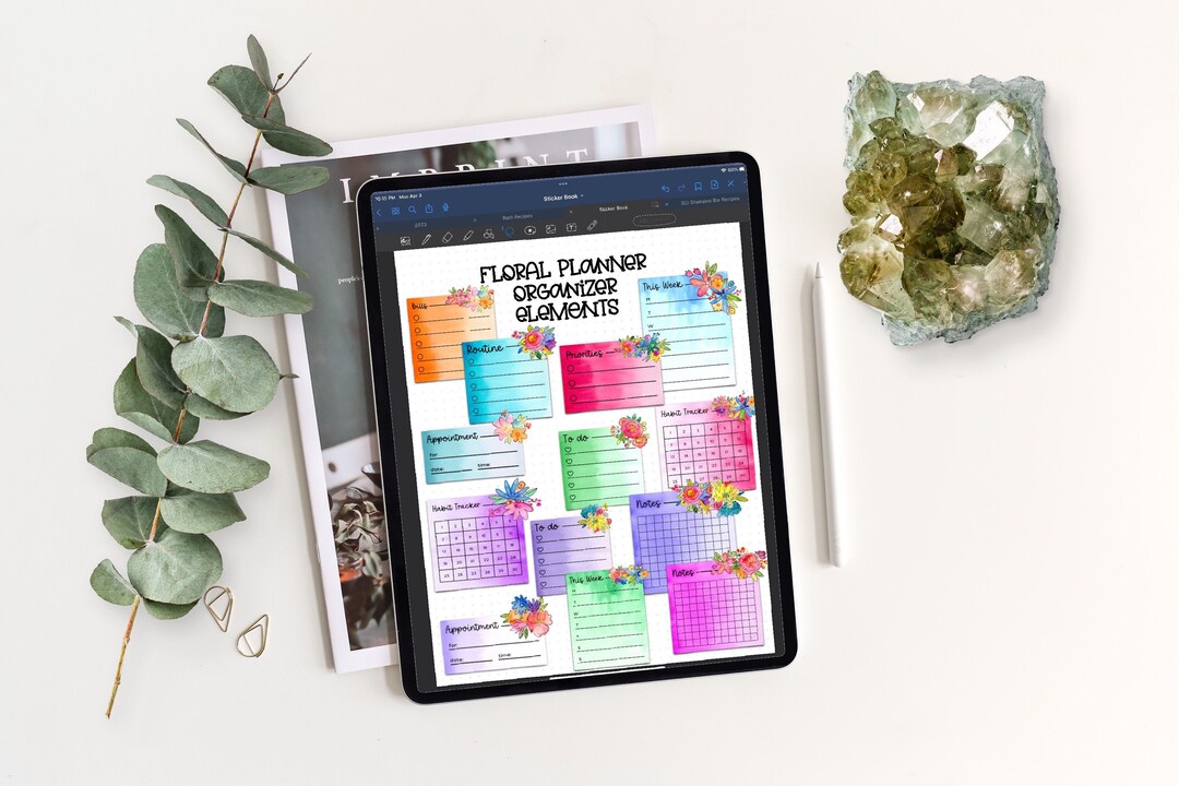 Watercolor Productivity Organizer Digital Planner, Goodnotes, Organizer ...