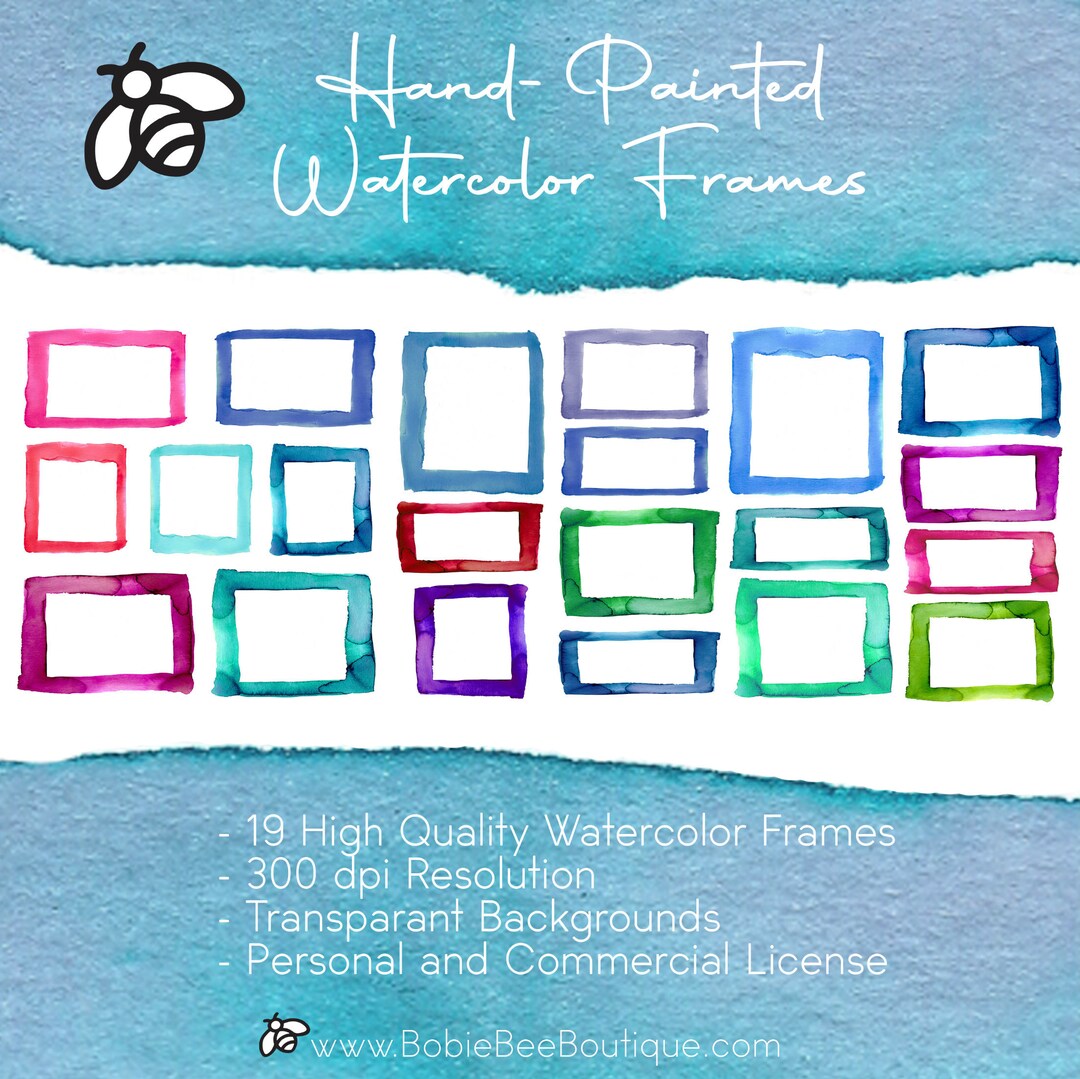 Colorful Watercolor Frame Bundle, Paper Crafts and Graphic Design ...
