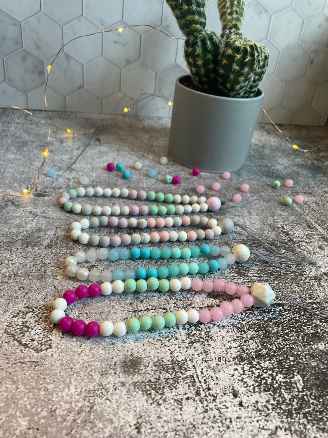 Silicone Bead Phone Lanyard, Phone Wristlet, Beaded iPhone Bracelet ...