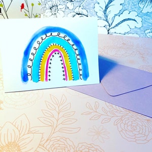 Assorted Hand-painted Watercolor Rainbow Greeting Cards, Unique Blank ...