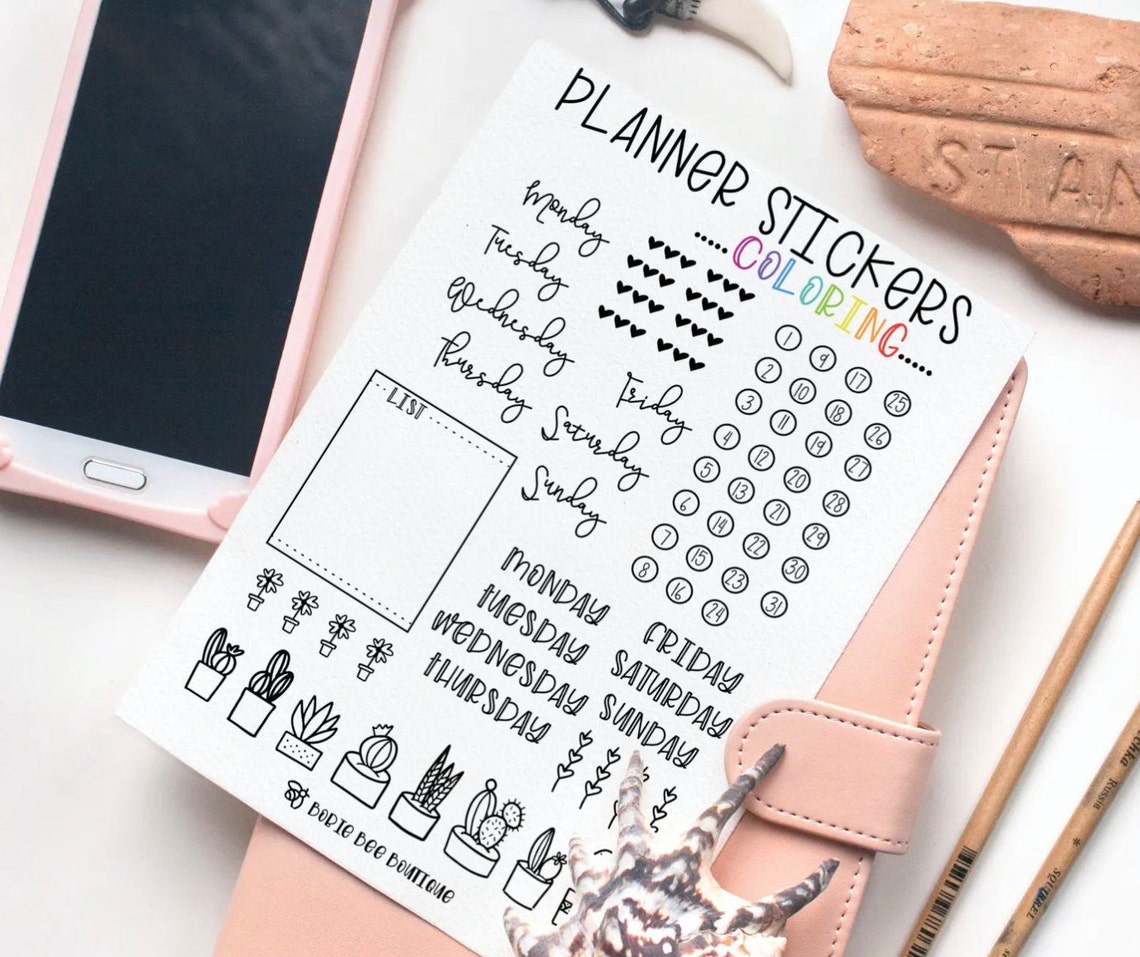 Doodle Planner Sticker Set 2 Pack Inspirational Plants | Etsy