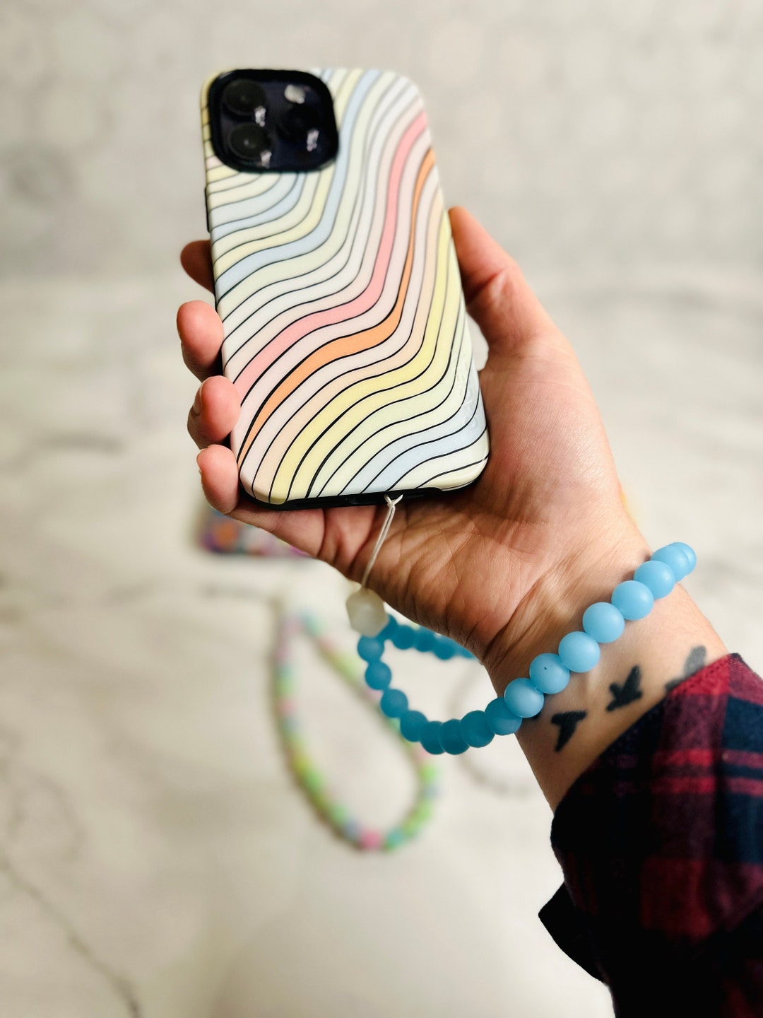 Glow in the Dark Big Bead Phone Lanyard | Phone Wristlet | Large Beaded ...