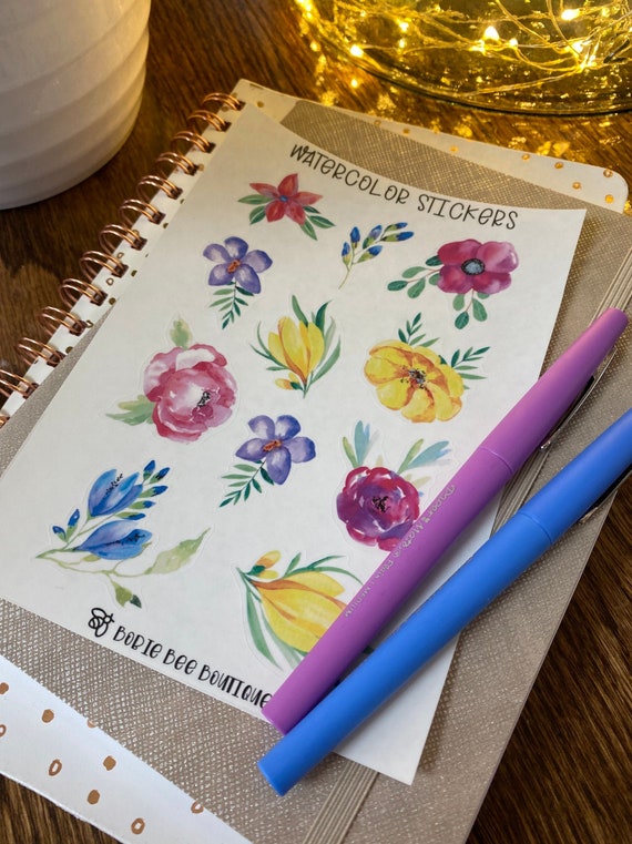 Watercolor Flower Sticker 2 Pack Inspirational Plants | Etsy