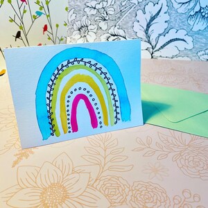 Assorted Hand-painted Watercolor Rainbow Greeting Cards, Unique Blank ...