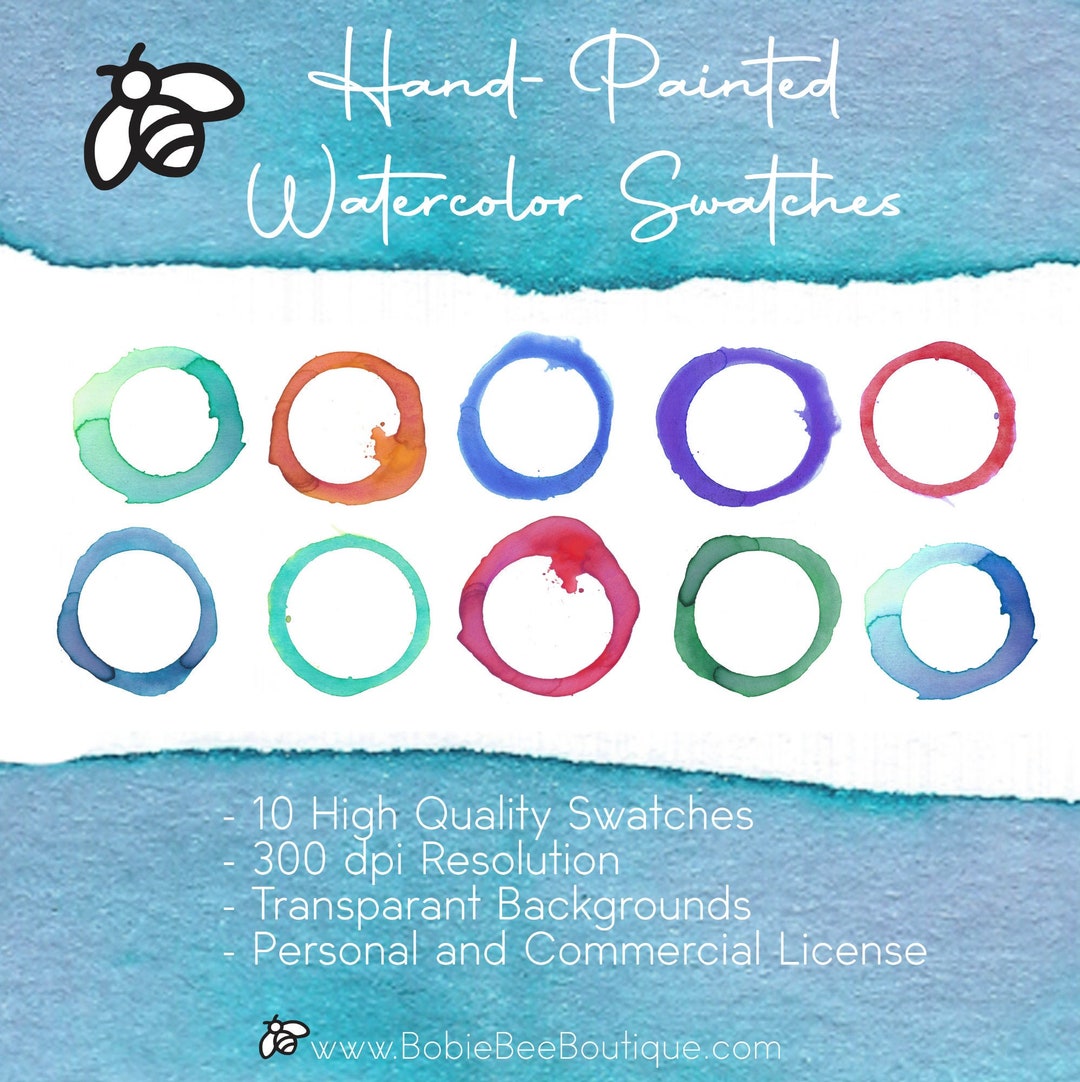 Colorful Watercolor Ring Brushstroke Bundle for Paper Crafts & Graphic ...