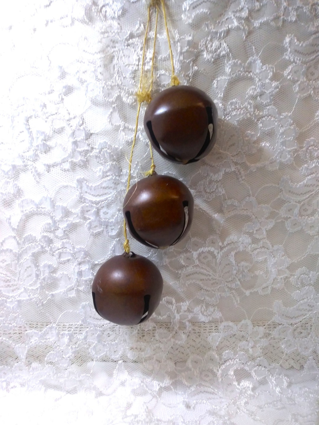 Vintage Copper Tone Jingle Bells on Jute Cord, Christmas Decor - Etsy