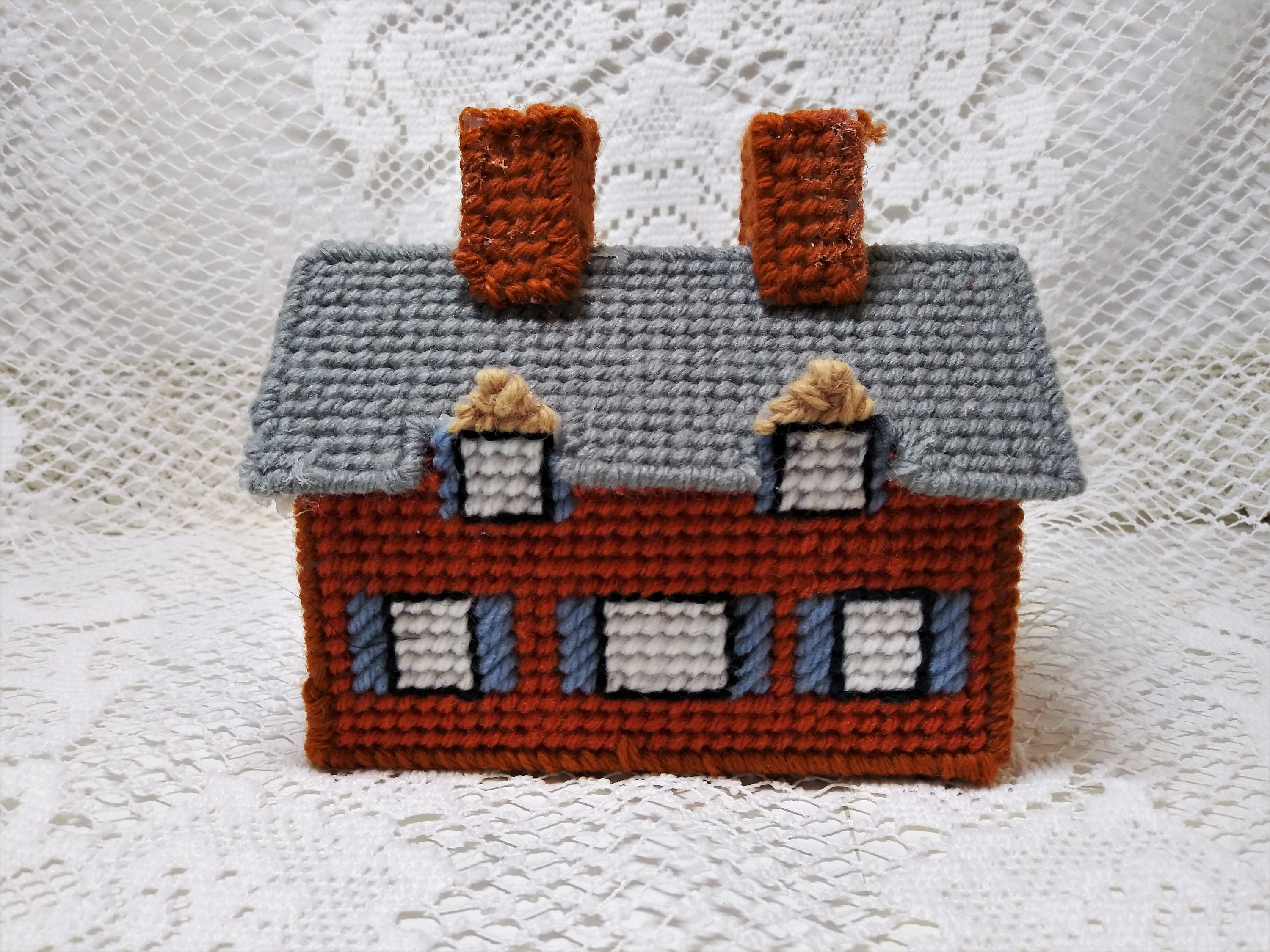 Vintage Plastic Canvas Houses Hand Made Five to Choose | Etsy