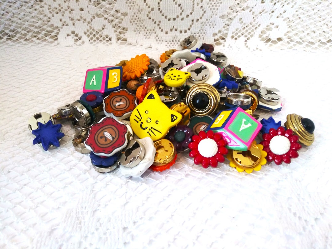 Vintage Button Covers Lot: Sunflower, Cat, Agate, ABC Block Designs - Etsy