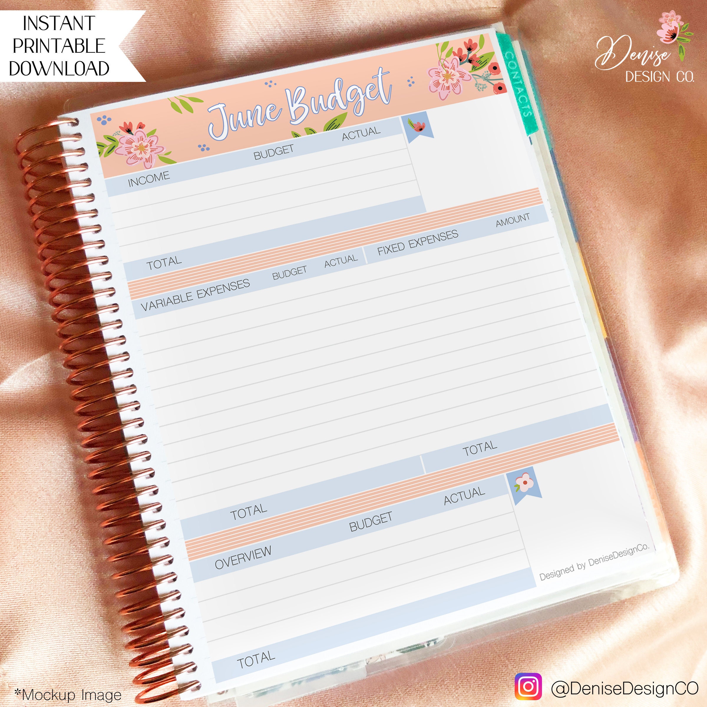 June Fixed Vs Variable Budget Printable Sheet - Fits Perfectly With ...