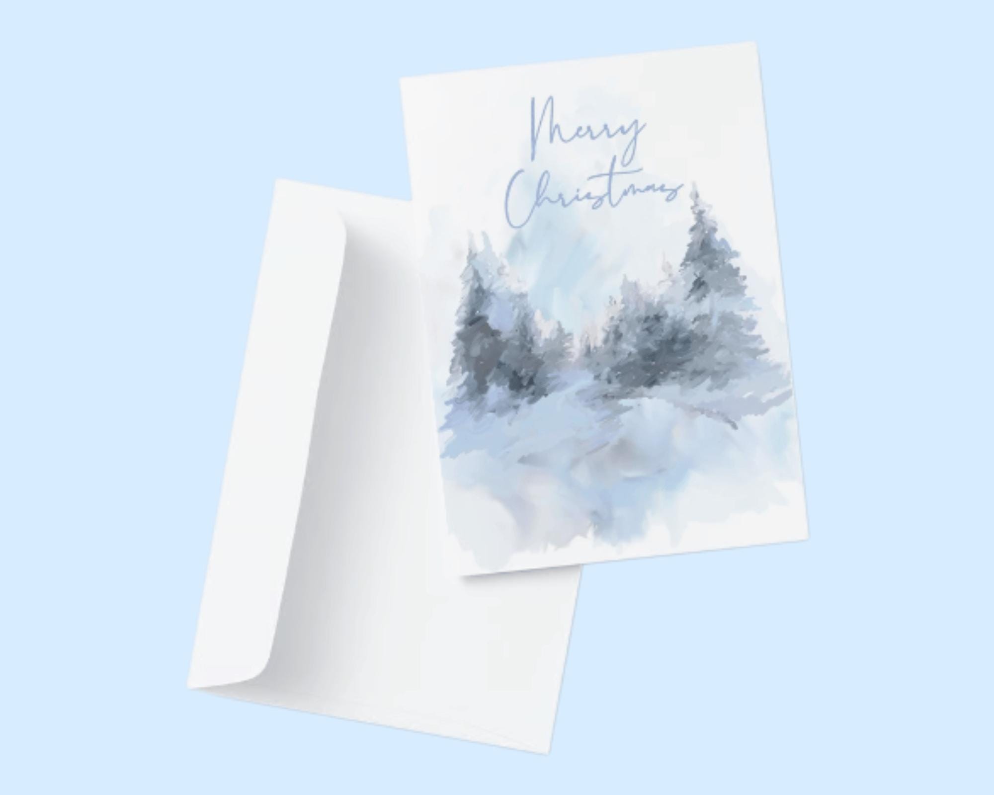 Watercolour Christmas Card Printable, Digital Download - Etsy