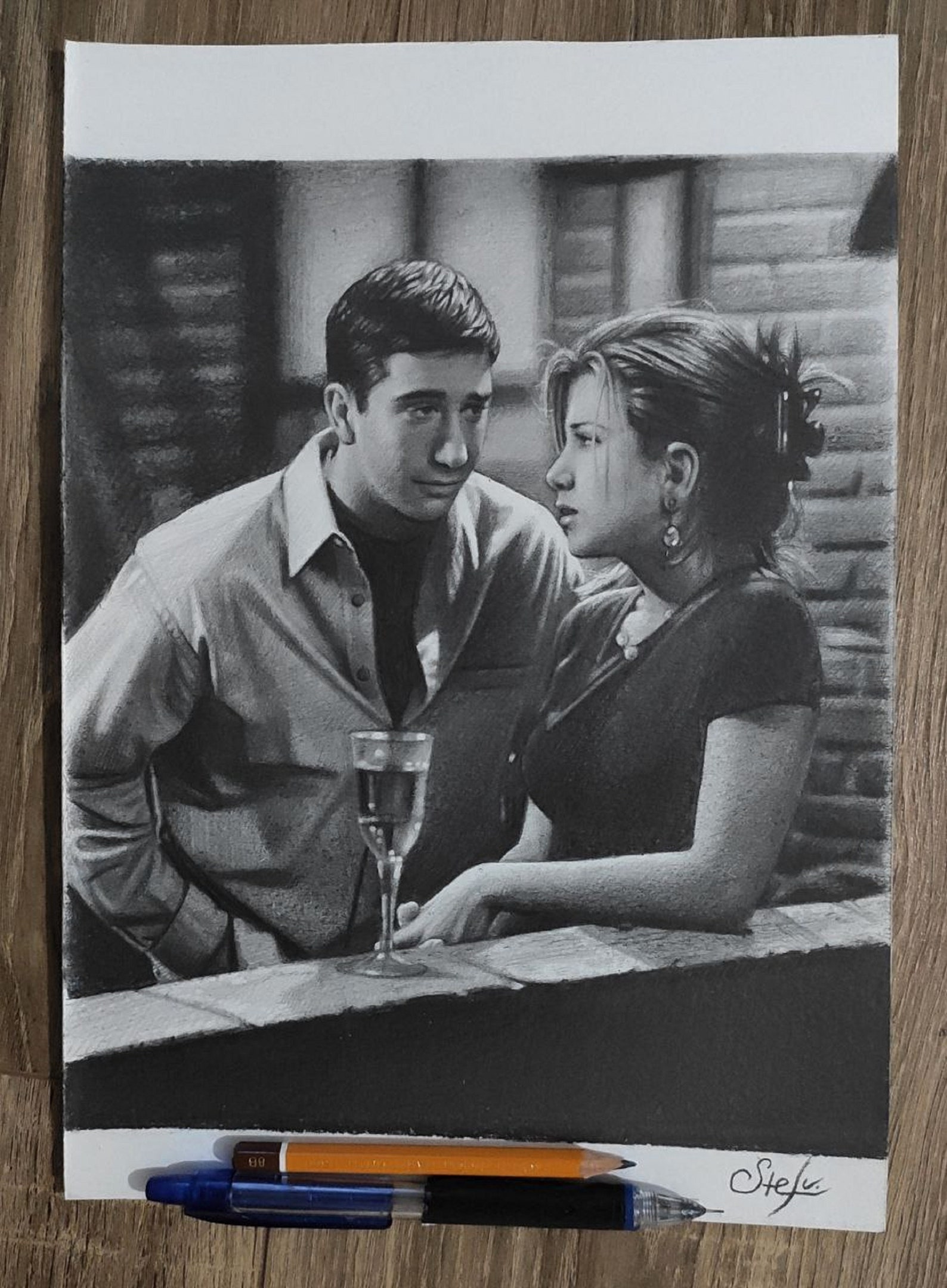 Custom Portrait Realistic Drawing Graphite Friends Rachel - Etsy