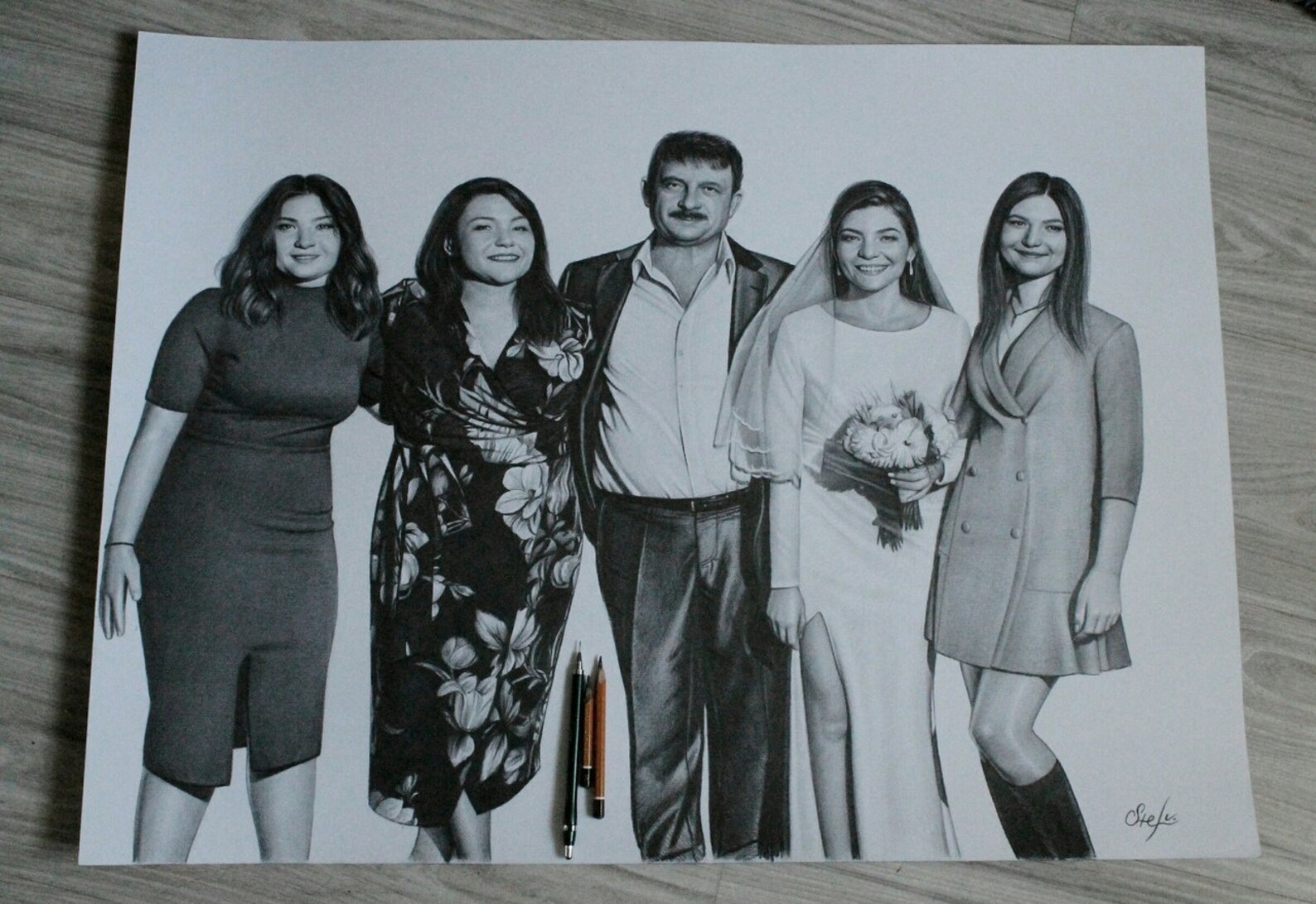 Custom Portrait Realistic Drawing Graphite Friends Rachel - Etsy