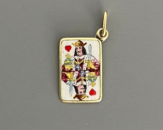 Antique German Enamel 14k Gold King of Hearts Playing Card Charm - Etsy