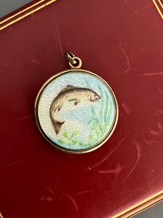 Antique Gold Enamel Fish Locket - Gem