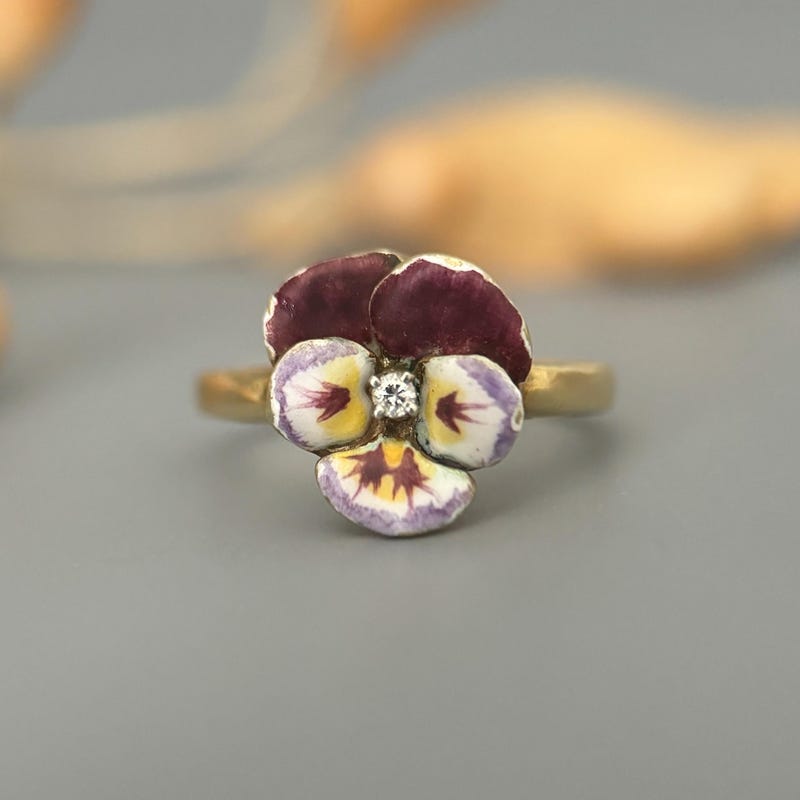 Pansy Flower Ring - Etsy