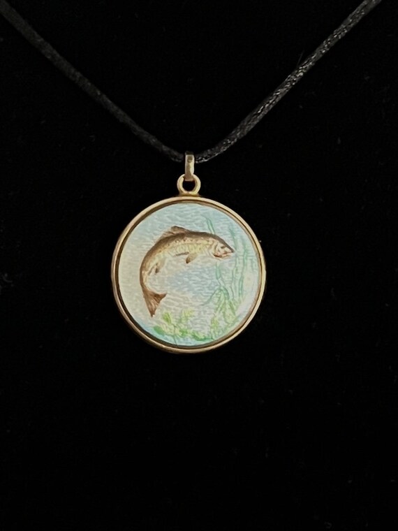 Antique Gold Enamel Fish Locket - Gem