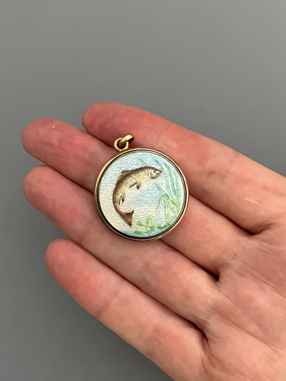 Antique Gold Enamel Fish Locket - Gem