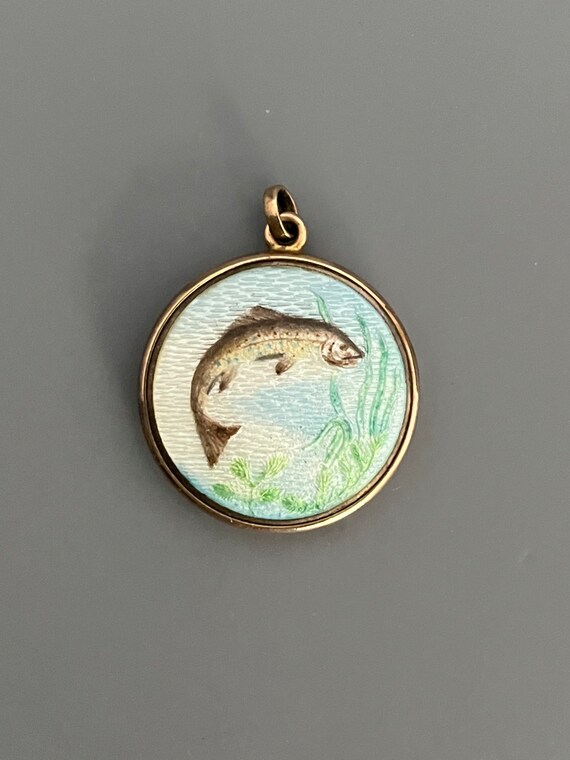 Antique Gold Enamel Fish Locket - Gem