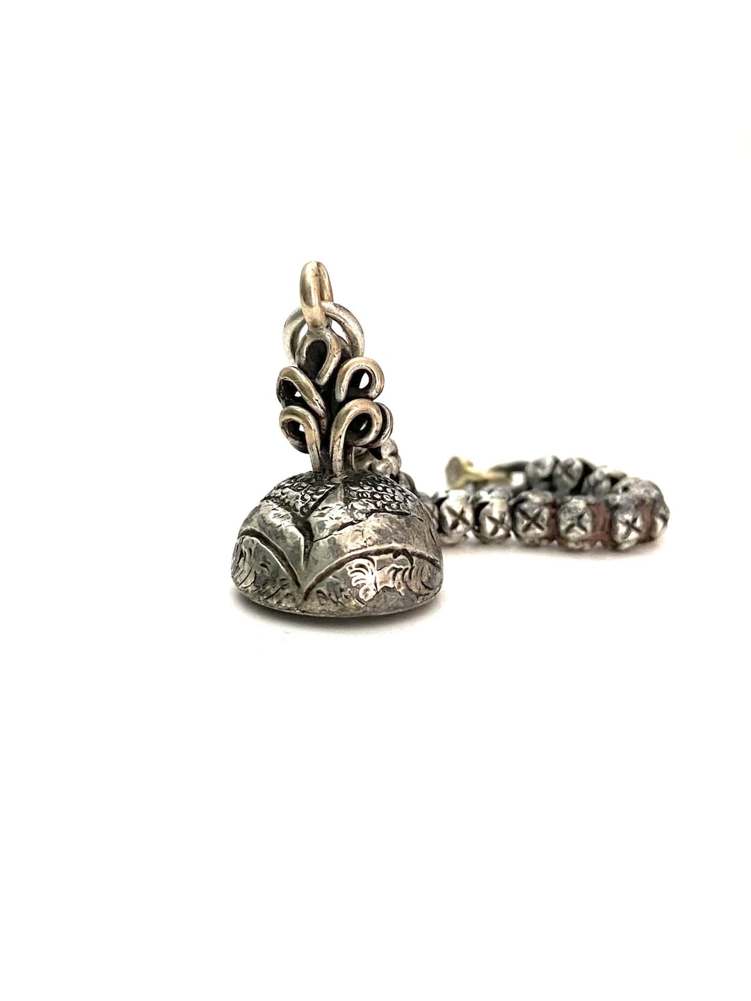 Antique Silver Fob With Amber Colored Glass - Etsy