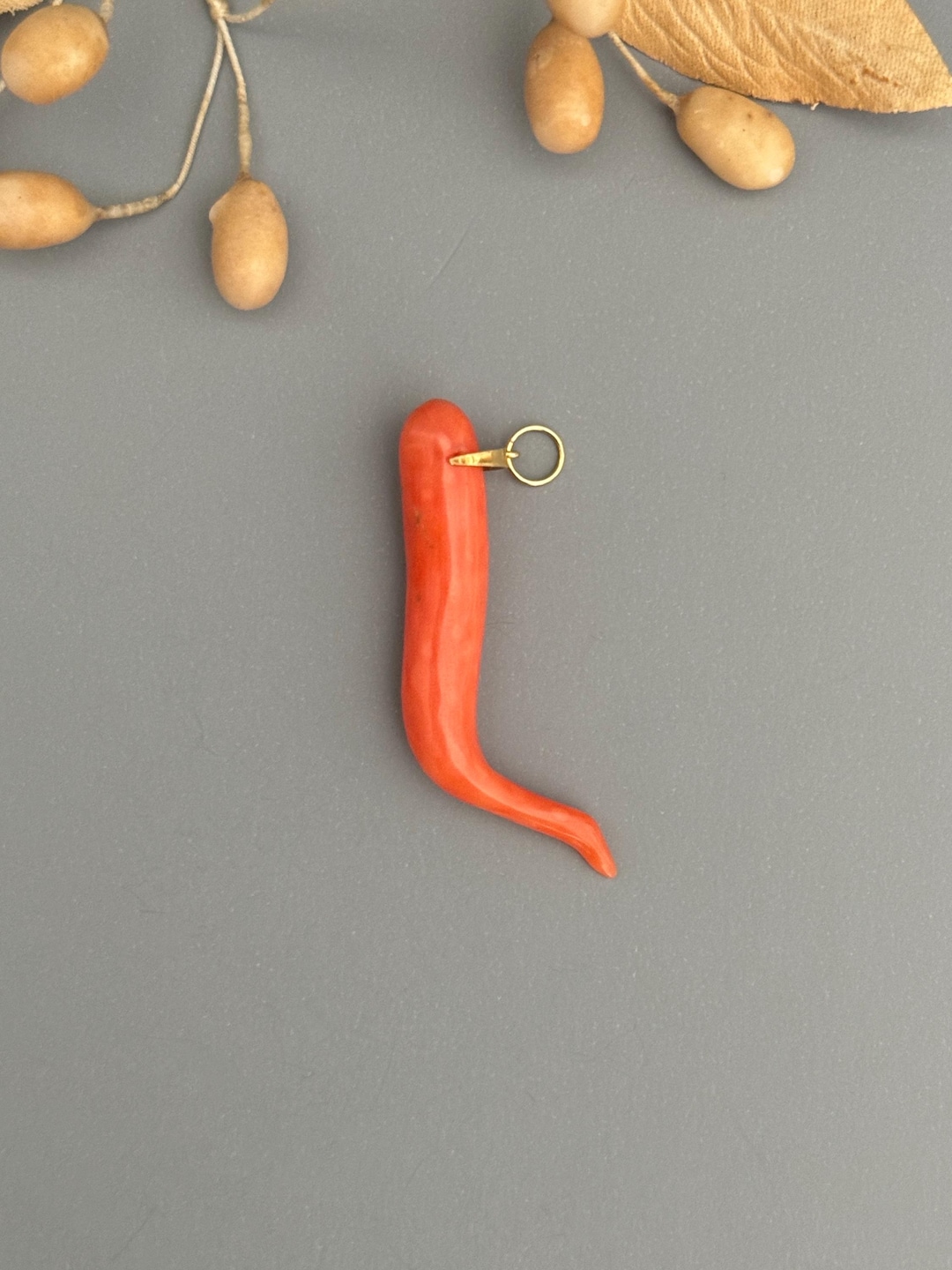 Mid Century 18K Gold Italian Coral Cornicello Horn Good Luck Amulet - Etsy