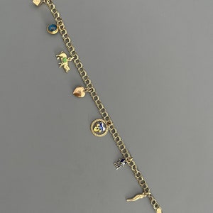 Vintage Enamel 14K Gold Seven Charm Bracelet 'love Luck' - Etsy