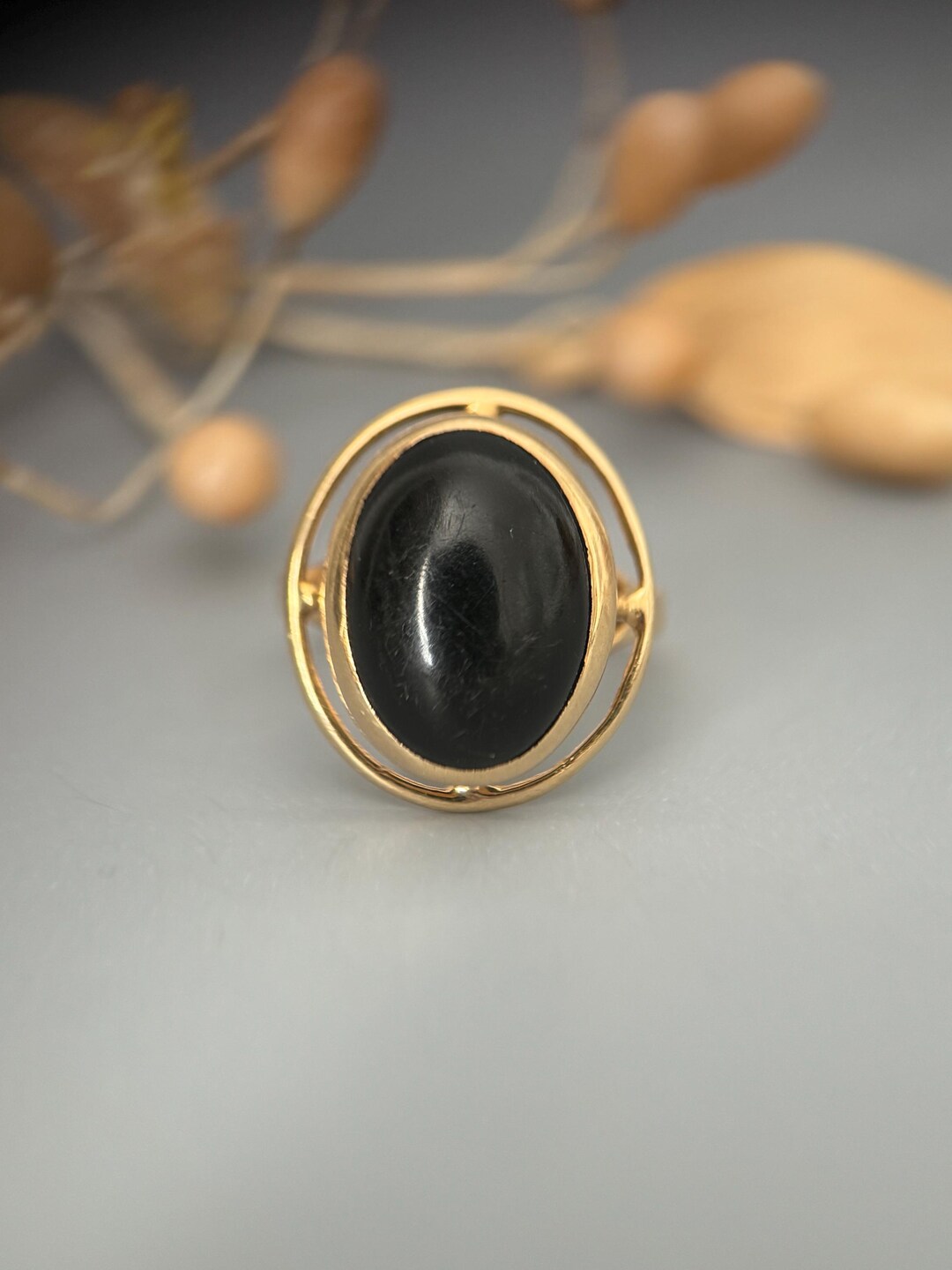 Vintage 14K Gold Onyx Statement Ring Size 6.75US - Etsy