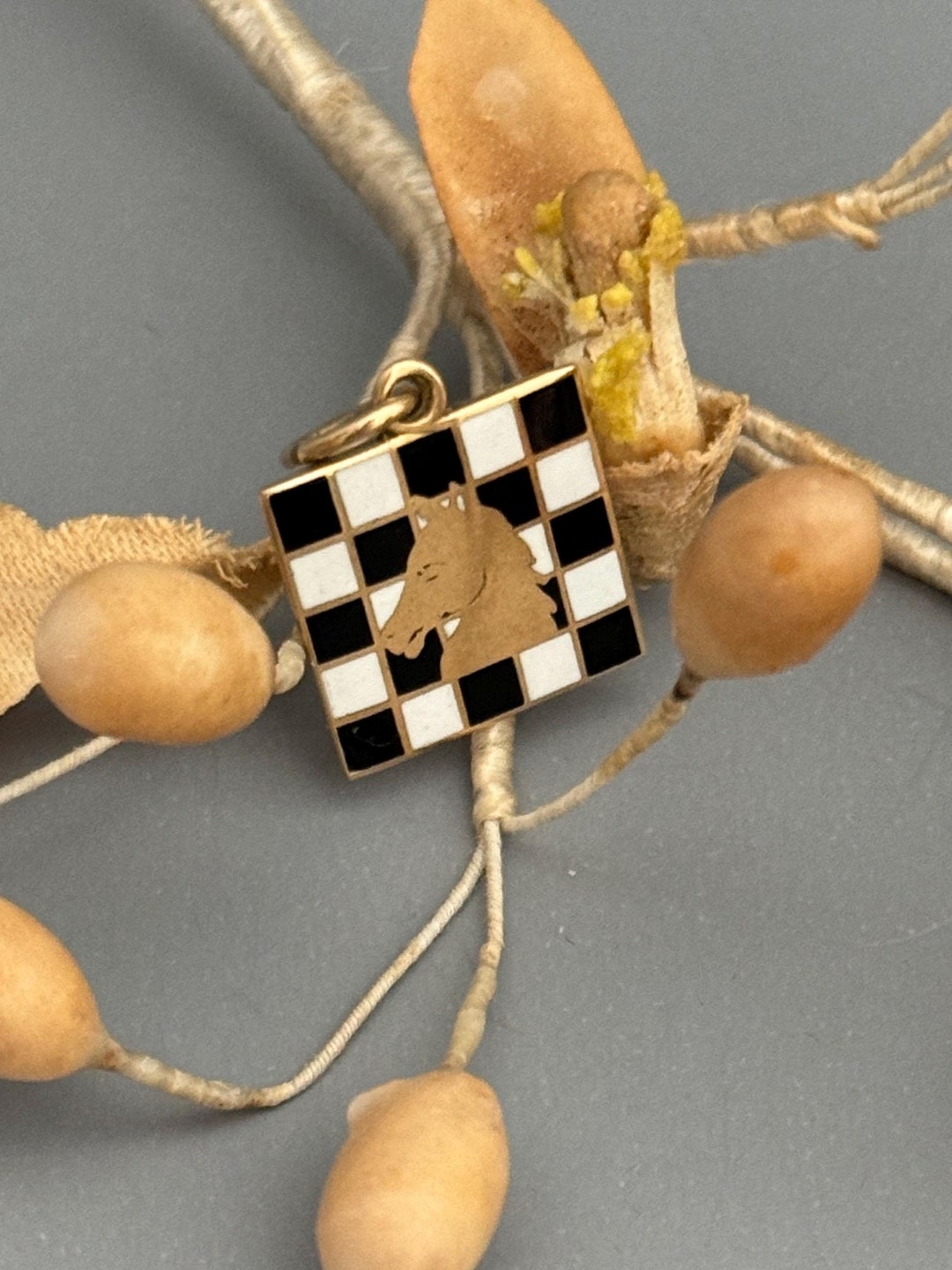 Vintage 14K Gold Enamel Knight Chess Piece Pendant - Etsy