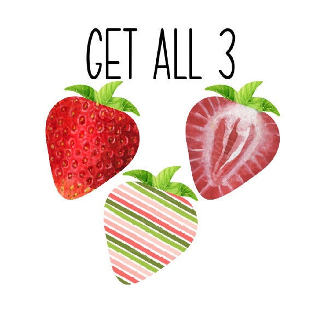 Strawberry Bundle , Instant Download , Strawberry Clipart, Strawberry ...