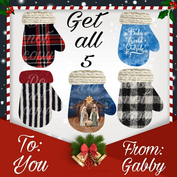 Mitten Bundle Png Christmas Sublimation Christmas Digital | Etsy