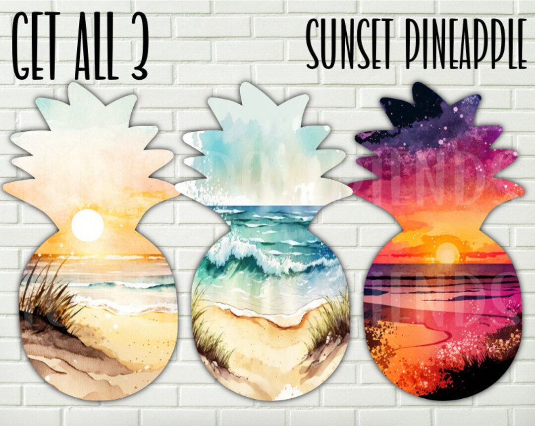 Sunset Pineapple Bundle , Instant Download, Bundle Clipart, Bundle Png ...