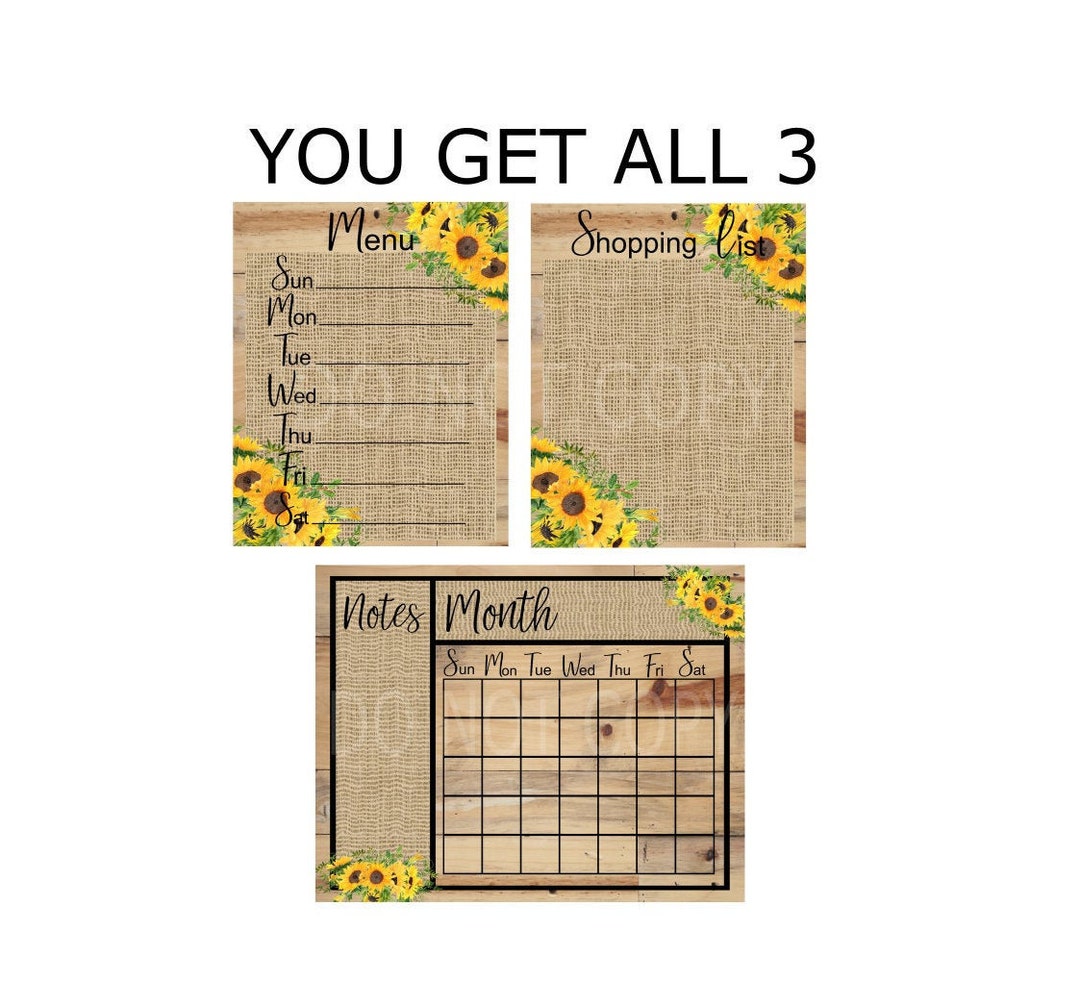 Sunflower Calendar Bundle Png, Instant Download, Sublimation Graphics ...