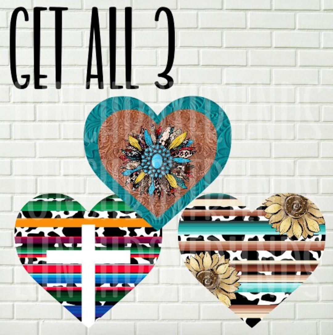 Western Heart Set Bundle , Instant Download, Bundle Clipart, Leather ...