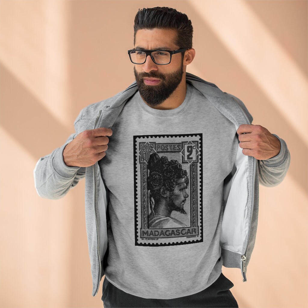 African Sweatshirt, Madagascar Postage Stamp Designer Sweatshirt ...