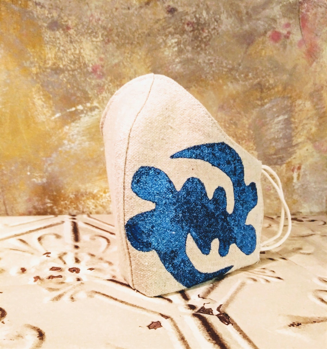 African Adinkra Symbol Face Mask, Hand Paint Washable Canvas Mask - Etsy