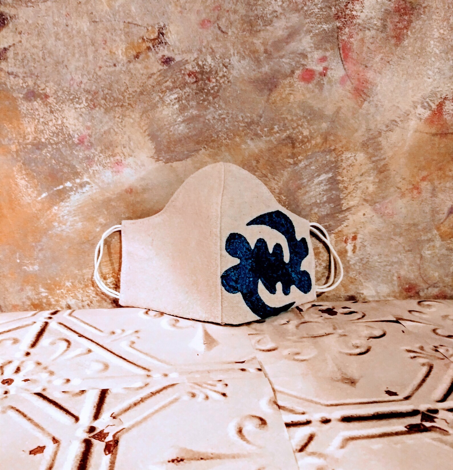 African Adinkra Symbol Face Mask, Hand Paint Washable Canvas Mask - Etsy