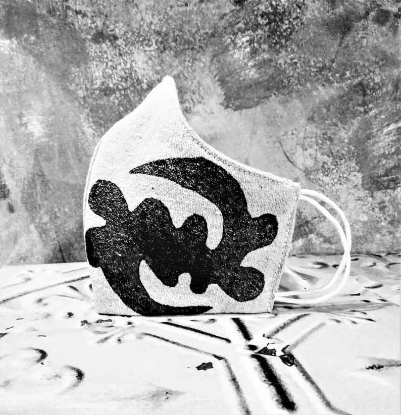 African Adinkra Symbol Face Mask, Hand Paint Washable Canvas Mask - Etsy