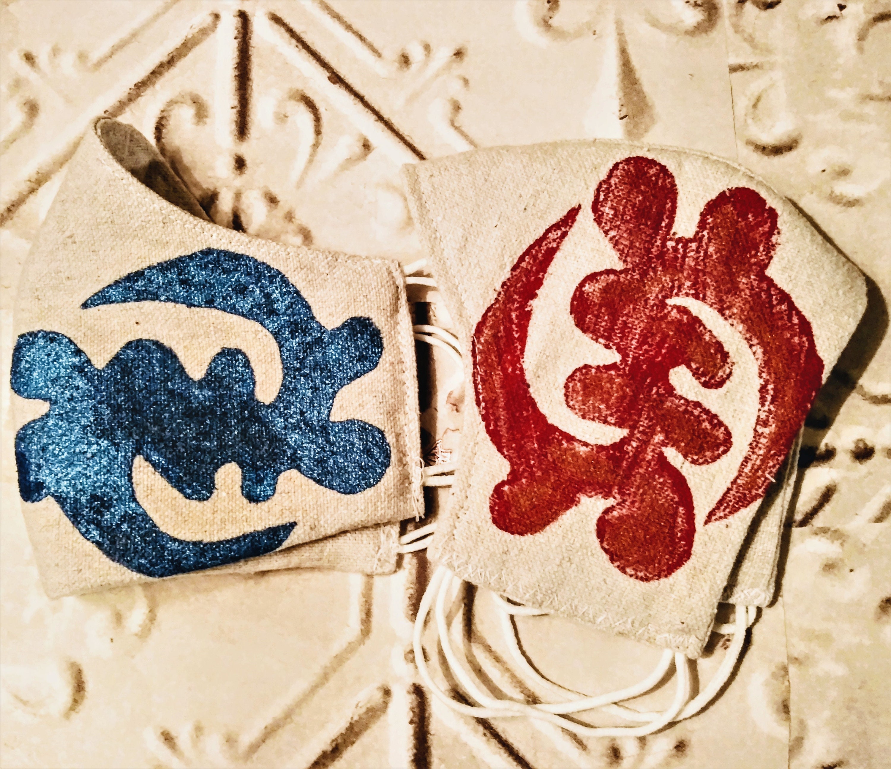 African Adinkra Symbol Face Mask Hand Paint Washable Canvas - Etsy