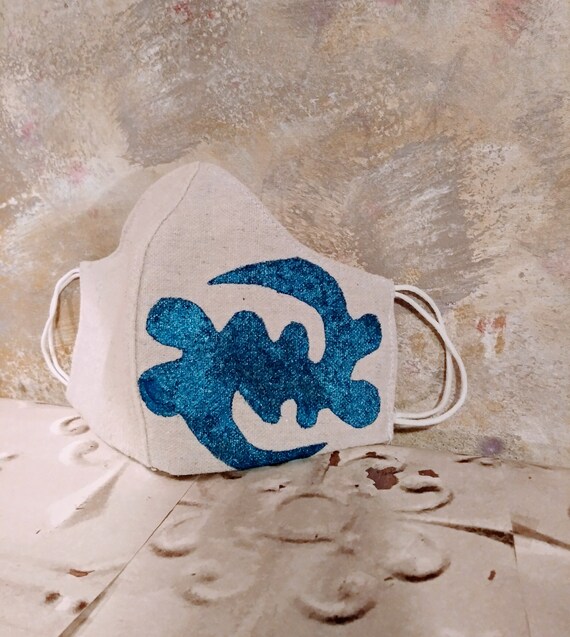 African Adinkra Symbol Face Mask Hand Paint Washable Canvas | Etsy