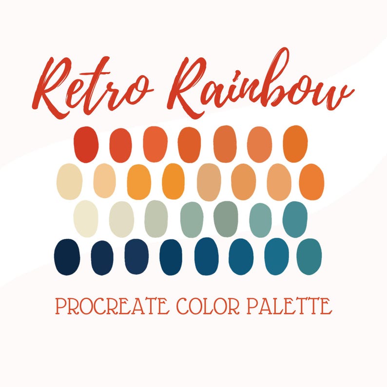Bundle of 4 Procreate Color Palettes - Retro Rainbow, Bold Rainbow ...