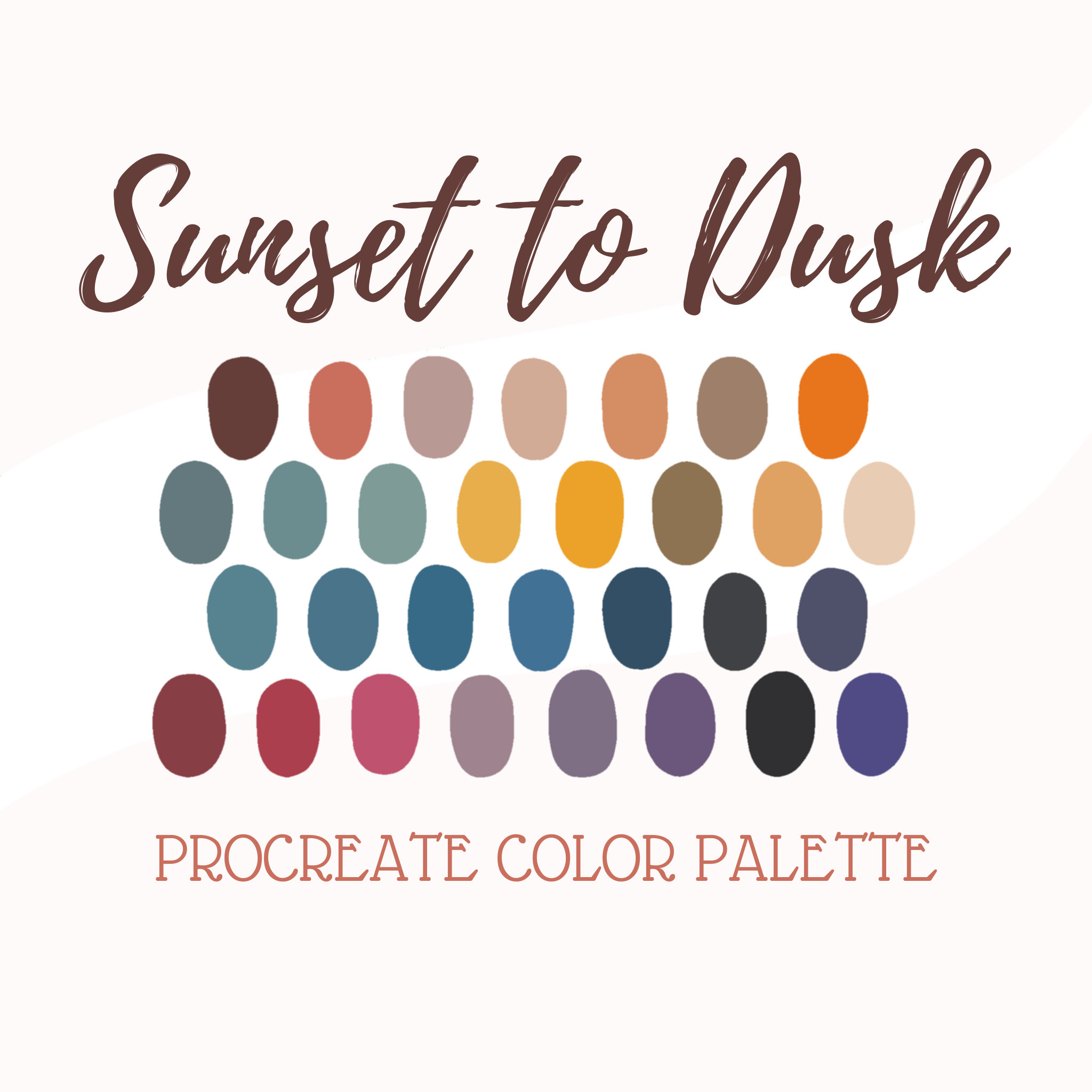Procreate Color Palette - Sunset to Dusk - Etsy