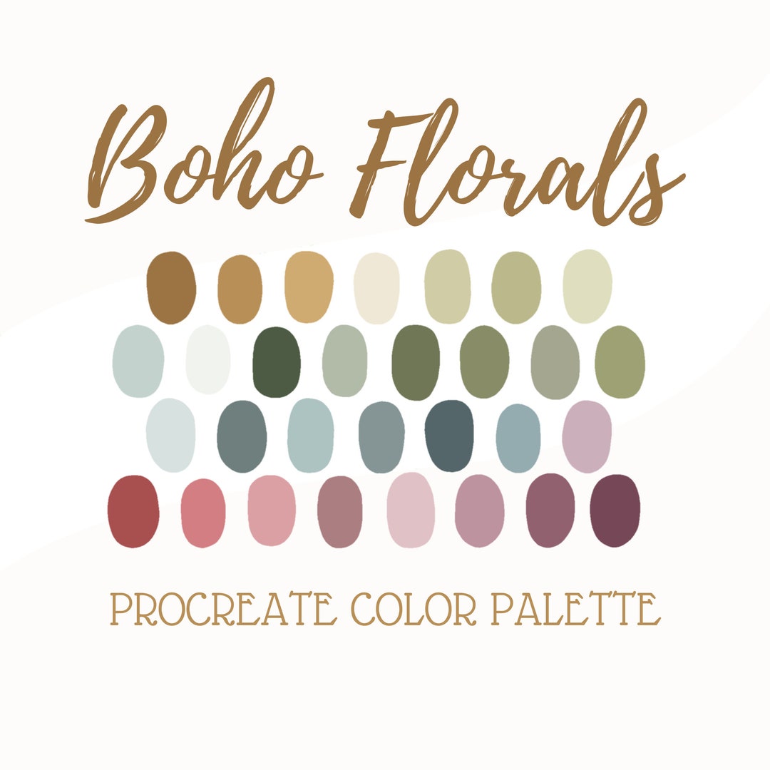 Procreate Color Palette Boho Florals Etsy