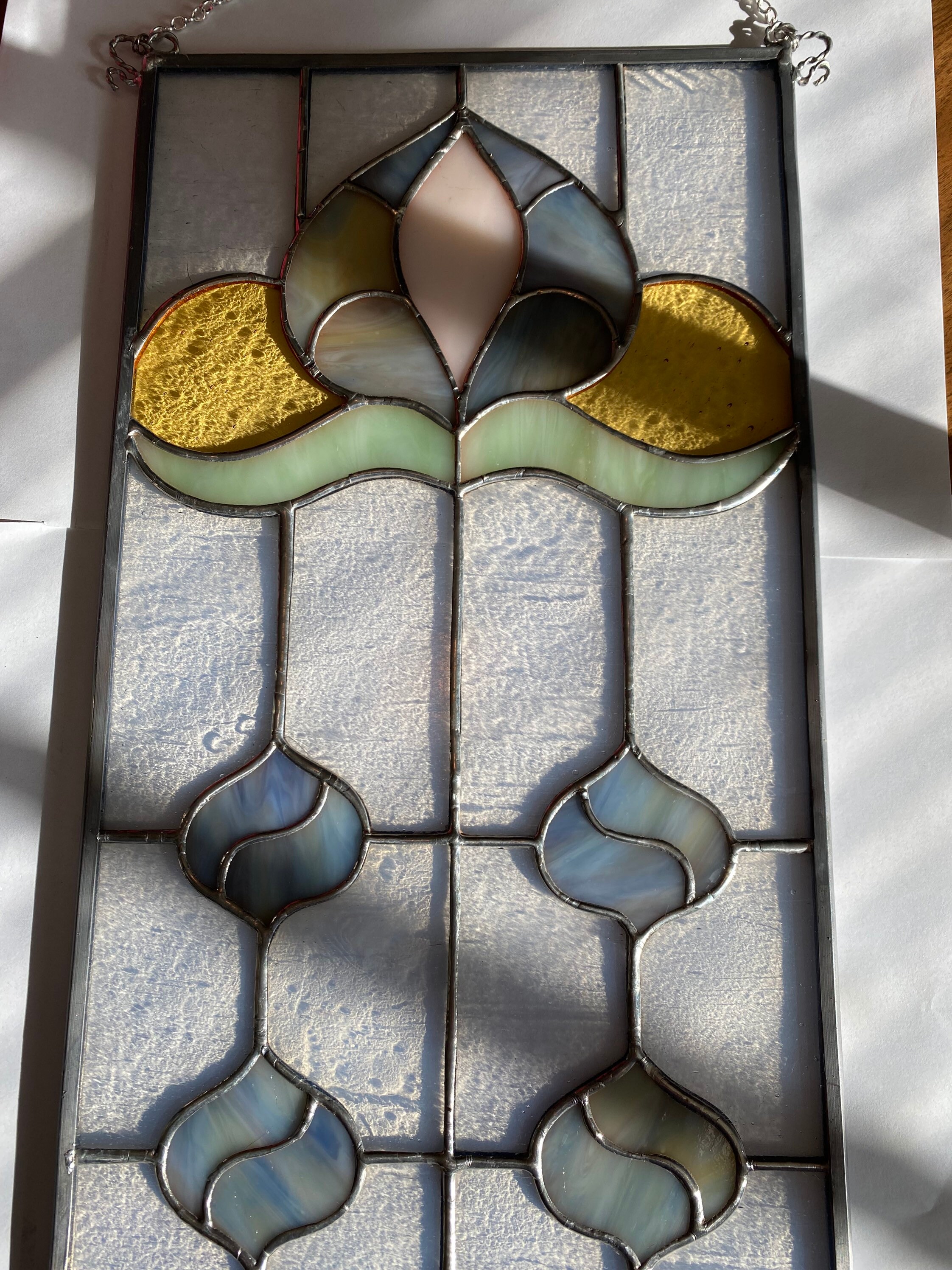 Nouveau Flower Glass Panel - Etsy
