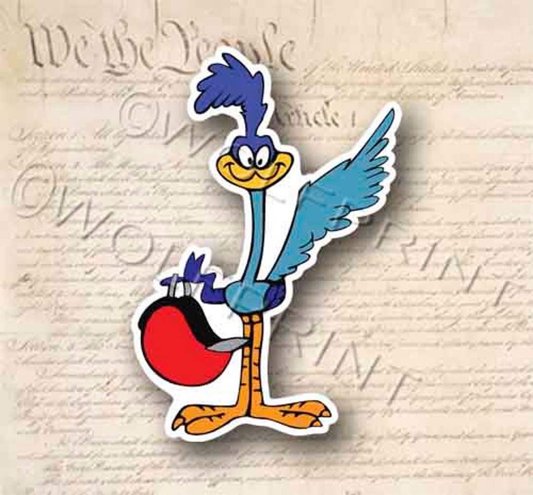 Racing Roadrunner With Helmet 5" Tall Sticker Waterproof Vinyl Decal ...