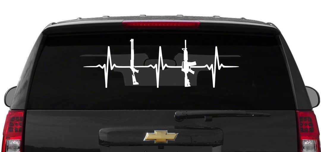 Gun Heart Monitor Decal 2nd Amendment Sticker Decal 2A Pro Gun AR-15 ...